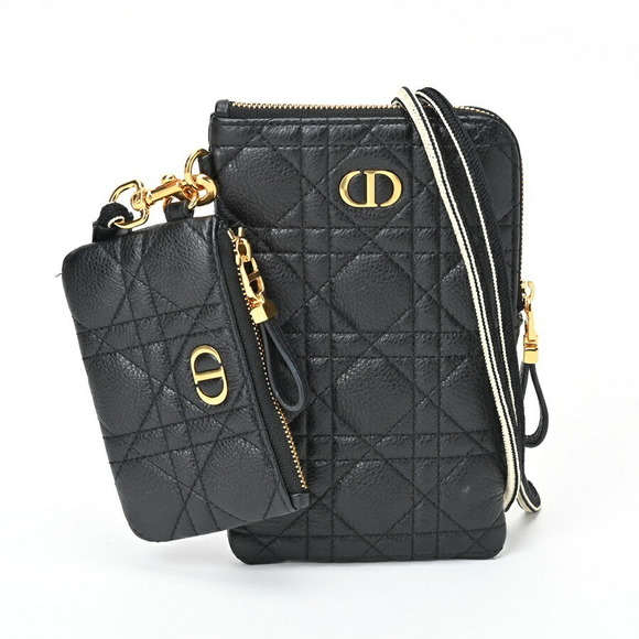 Dior | Bags | Dior Caro Cannage Lambskin Multifunction Pouch Black ...